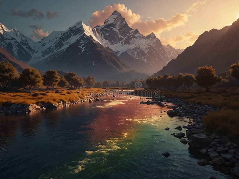 River Mount Everest Natural View Stock Illustration - Illustration of ...