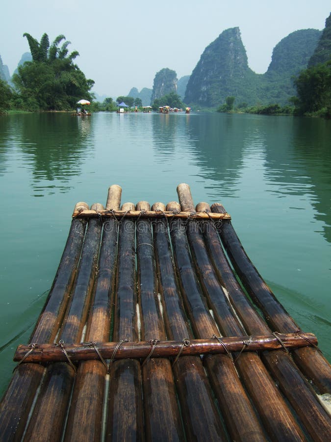 Bamboo Raft on the Li River Stock Photo - Image of peak, nature: 8026622