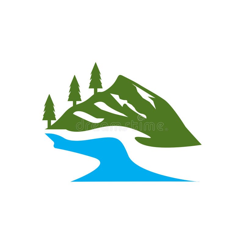 River Mountain Icon and Symbol Vector Illustration Stock Illustration ...
