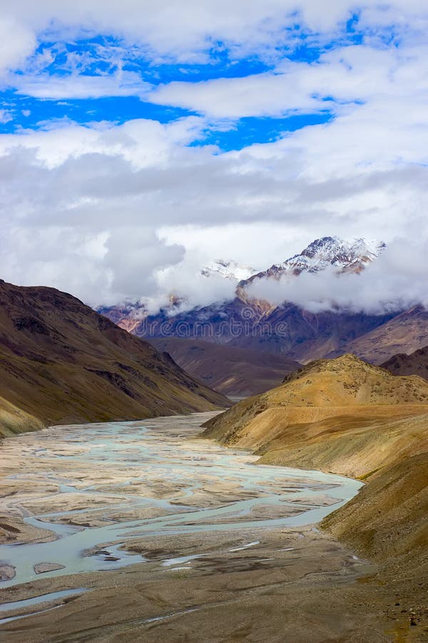 River between the Mountains with Blue Sky Stock Image - Image of ...