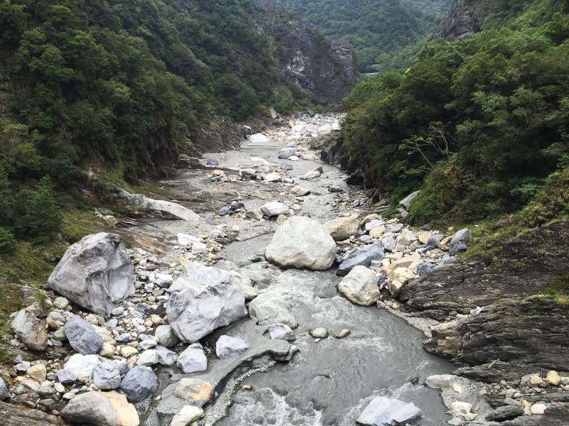 River between the Mountains, with Forest Hills Background Stock Image ...
