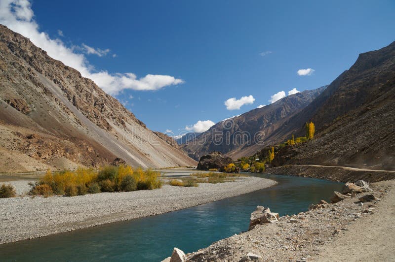 River and Mountains in Ghizer Valley in Northern Pakistan Stock Image ...