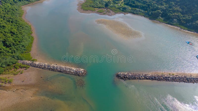 River Mouth, the Convergence of Land and Water in Nature Stock Photo ...