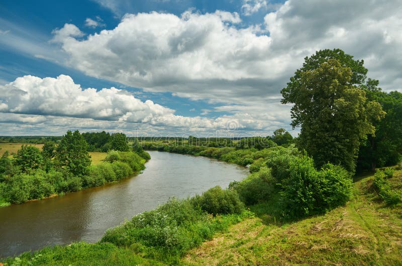 River Neman , Belarus. stock image. Image of reflection - 96772029