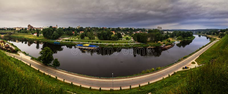 Reflection in the Neman River of Cumulus Clouds and the River Bank ...