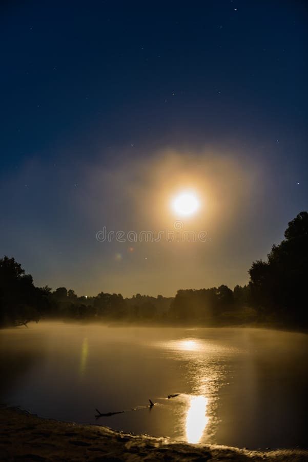 River at night with fog stock photo. Image of abstract - 41562162