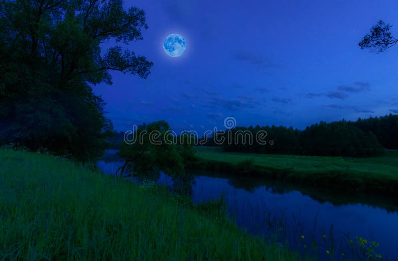 River at night with fog stock image. Image of light, outdoor - 74195467
