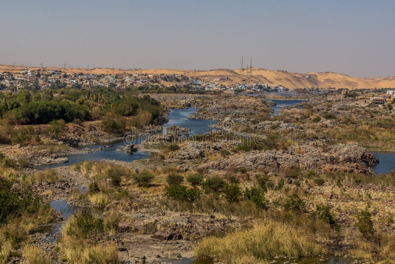 River Nile Down Stream from the Aswan Low Dam, Egy Stock Photo - Image ...