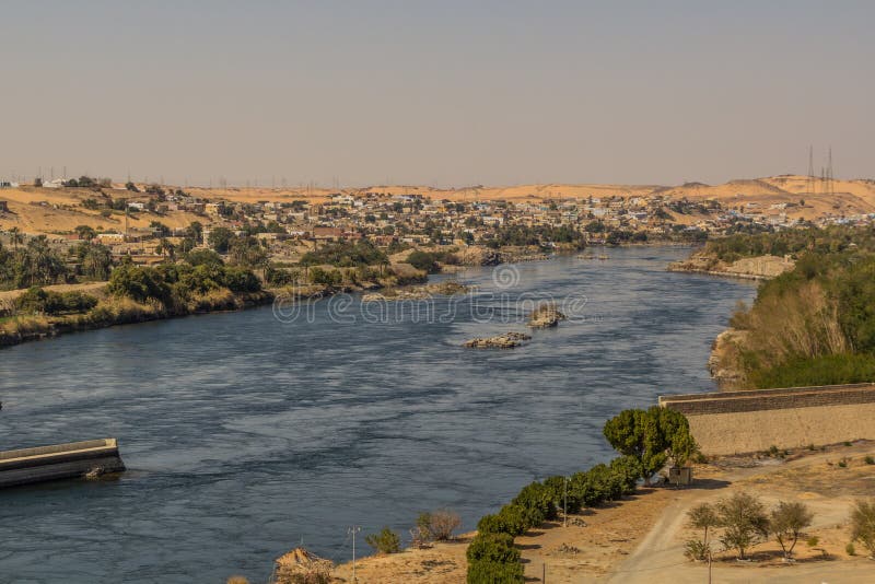 River Nile Down Stream from the Aswan Low Dam, Egy Stock Image - Image ...