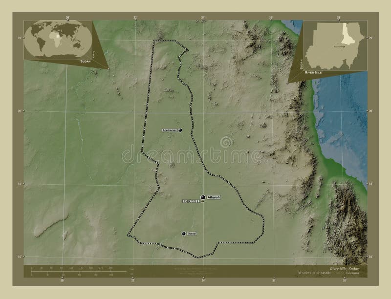 River Nile, Sudan. Wiki. Labelled Points of Cities Stock Illustration ...