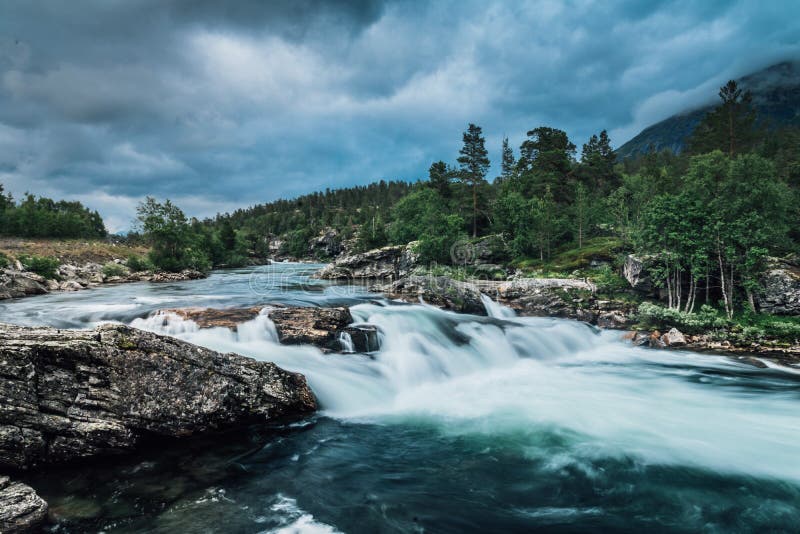 River in Norway stock photo. Image of dark, nature, clouds - 88630498