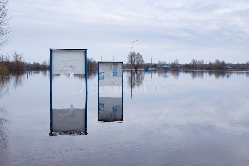 River Overflow, Spring Flood after a Snowy Winter Stock Image - Image ...
