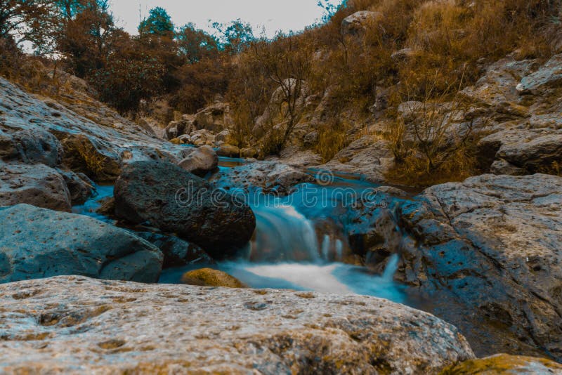 River passing by dry grass stock photo. Image of river - 130310078