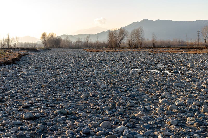 River Pebbles and Stones in the Dry River Stock Image - Image of ...