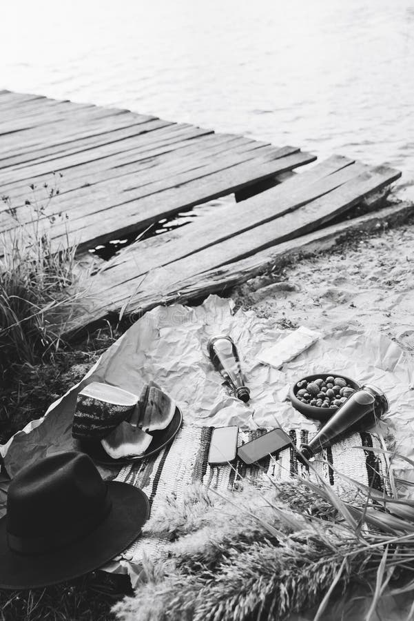 River Picnic Area in Late Autumn Stock Image - Image of grass, area ...