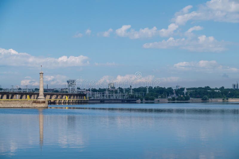 River Pier. Blue Water. Summer Day at the River Pier Stock Image ...