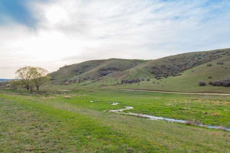 River on Plain with Green Grass Stock Image - Image of nature, green ...