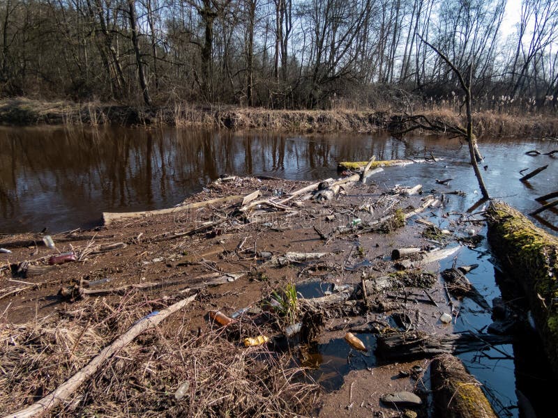 River Pollution. Floating Garbage in the Water Stock Image - Image of ...