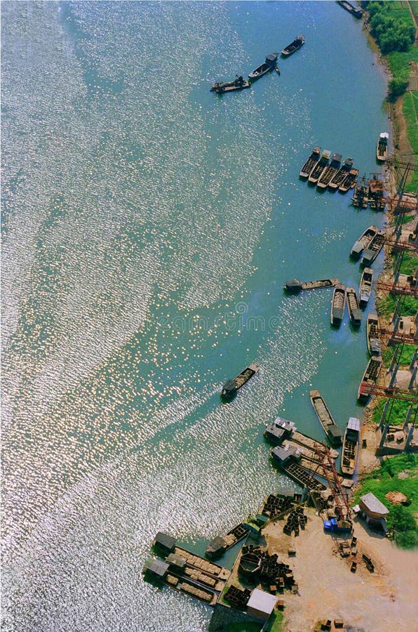 River port with boats stock image. Image of island, haze - 35664623