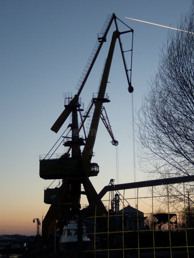 River Port Crane at the Sunset in Giurgiu Stock Photo - Image of dock ...