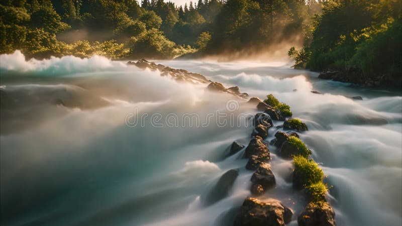 Rushing Water and Morning Light Stock Footage - Video of golden, rapids ...