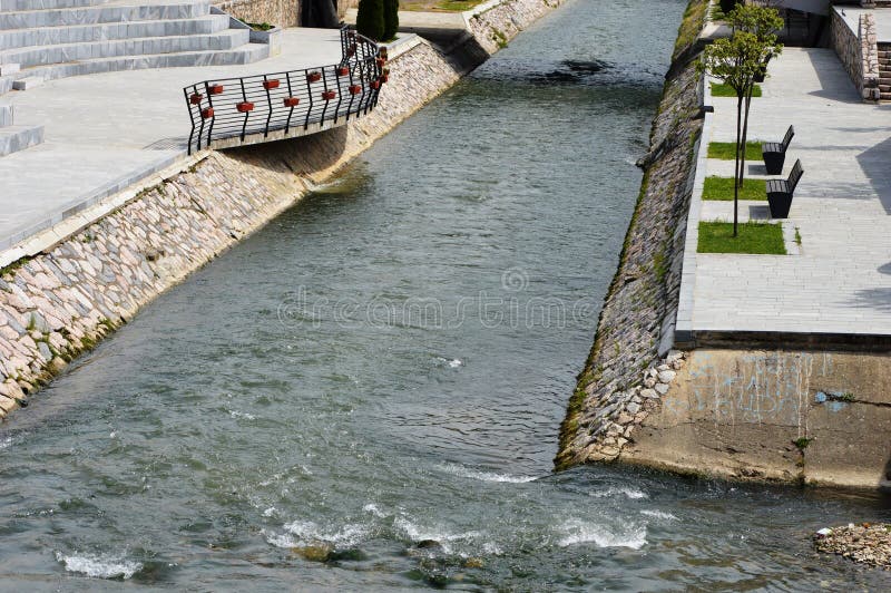 River in the Quay through the City Stock Photo - Image of channel ...
