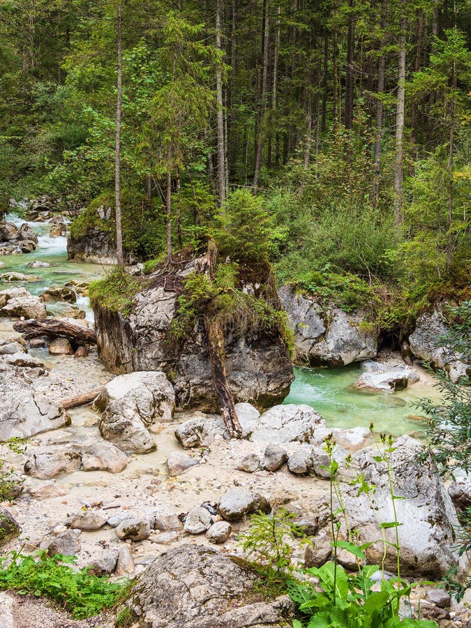 River Ramsauer Ache in the Berchtesgaden Alps, Germany Stock Photo ...