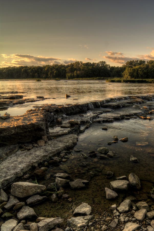 River Rapids Sunset stock image. Image of midwest, maumee - 32971465