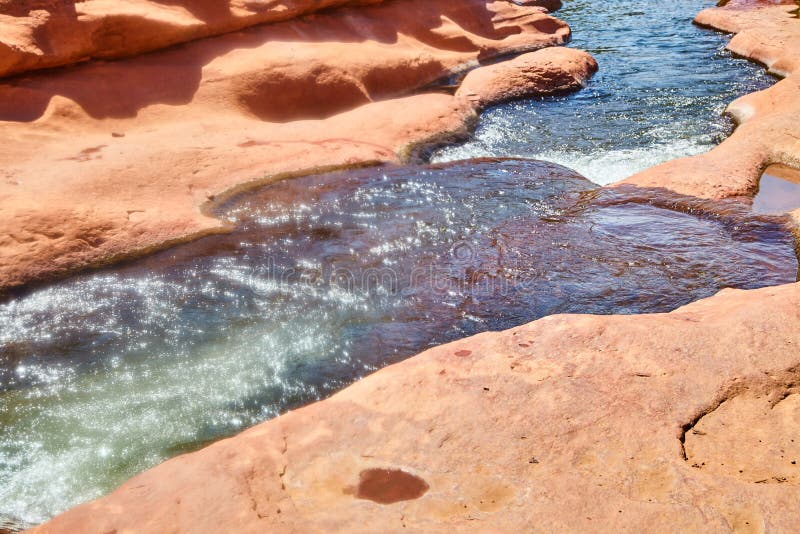 River through Red Rock Canyon in Desert Stock Photo - Image of geology ...