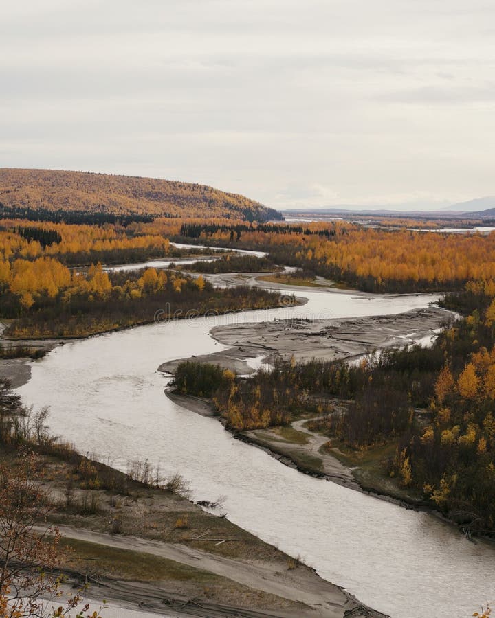 River Reflecting the Alaskan Mountains Stock Image - Image of travel ...