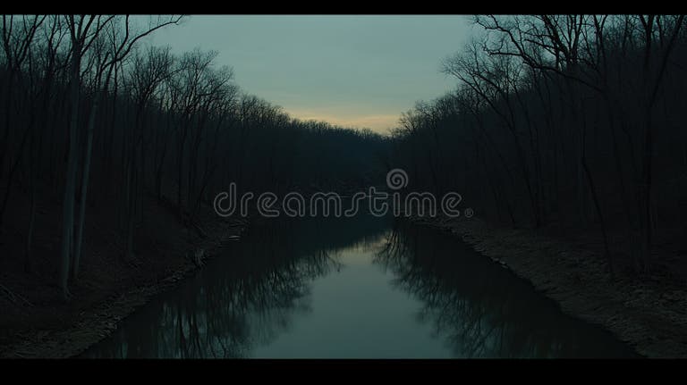 River Reflection, Forest Dusk, Calm Water, Scenic View Stock Photo ...