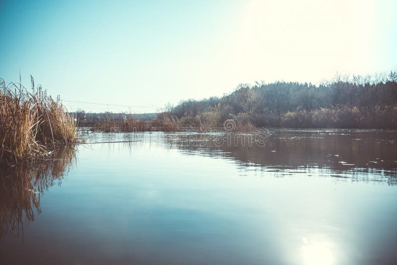 River with Reflections in Water Stock Image - Image of dark, travel ...
