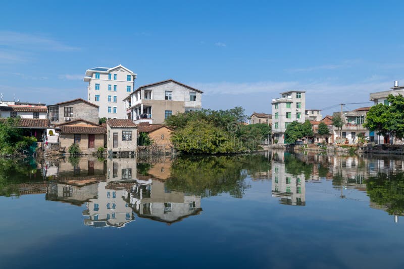 The River Reflects the Beautiful Scenery on Both Sides, with Green ...
