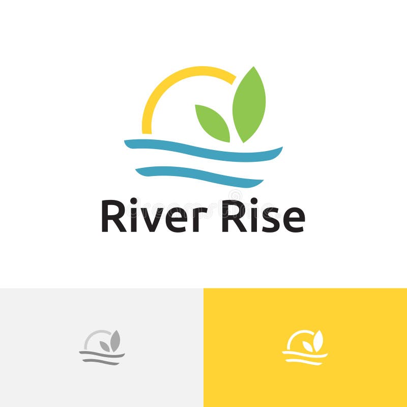 River Rise Morning Sun Leaf Eco Nature Simple Logo Stock Illustration ...
