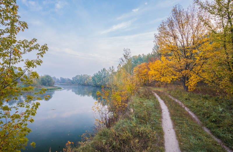 River and Road. stock image. Image of ground, november - 32775595