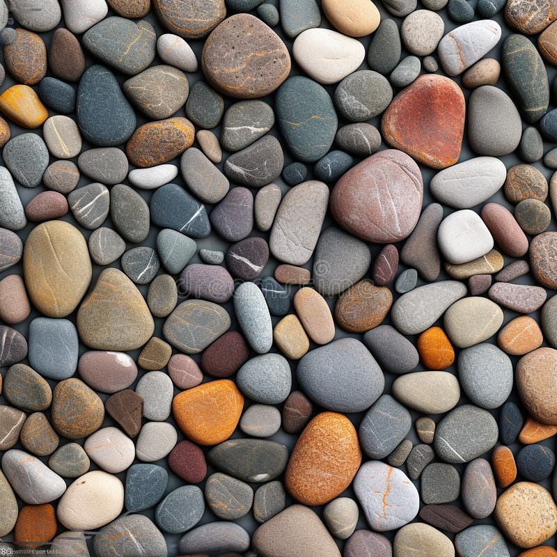River Rocks Pattern, Pebble Texture Background, Grey, Brown, White ...