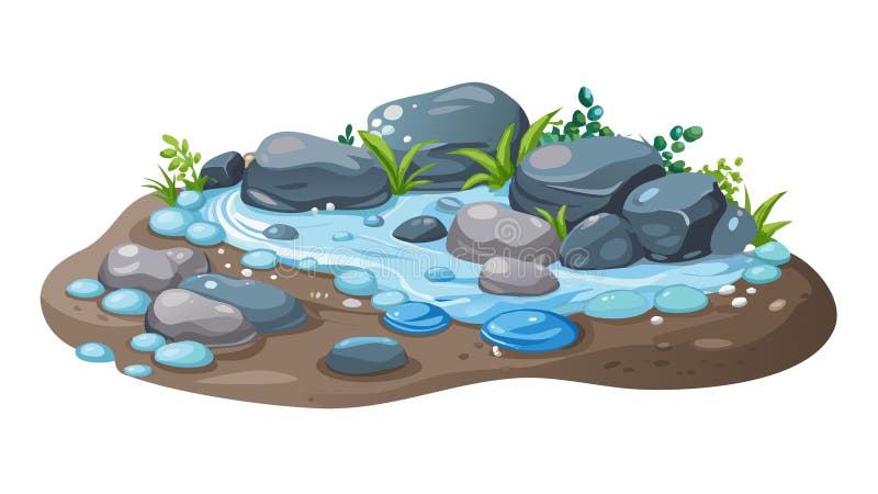 River Rocks Stream Icon Nature Water Stones Flow, Vector Design ...