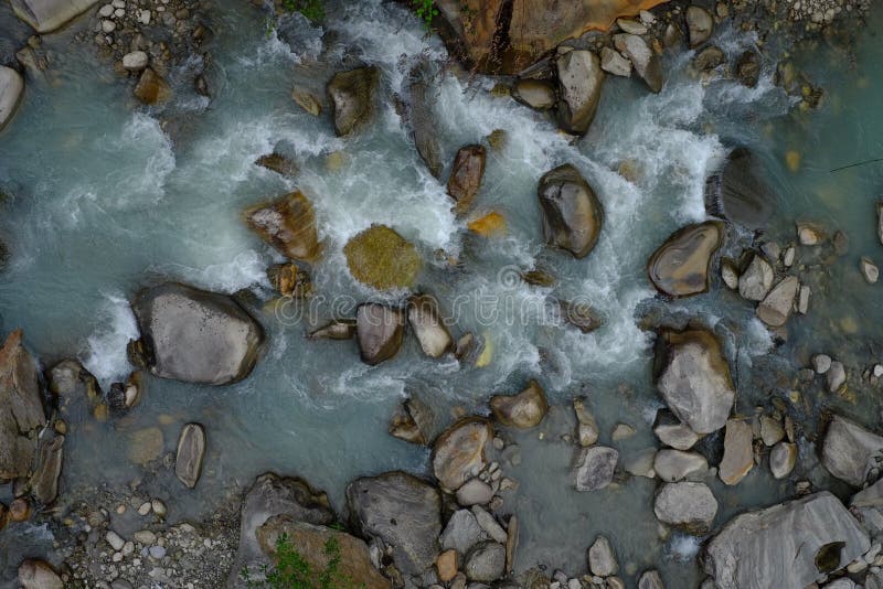 River with Rocks. View from a Drone Stock Image - Image of backdrop ...