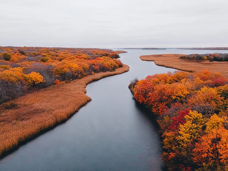 A River Running through a Field of Colorful Trees Stock Image - Image ...