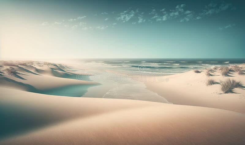 A River Running through a Sandy Beach Next To the Ocean Stock ...