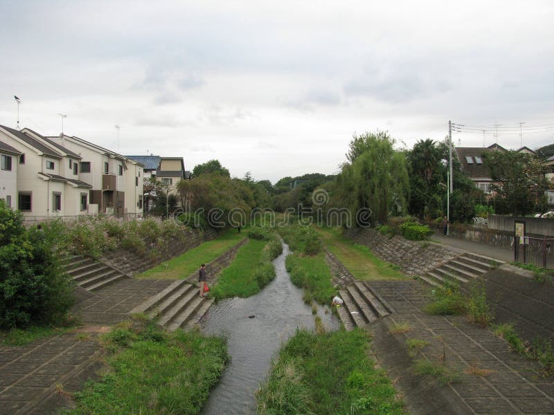 River Running through Urban Area in Tokyo, Japan Editorial Image ...