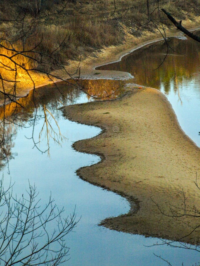 River and sand island stock photo. Image of reflections - 165445536