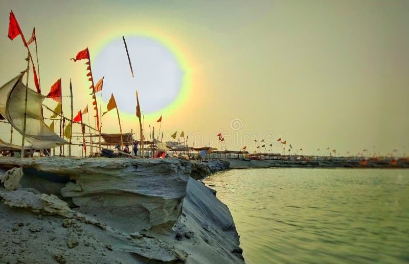 Beautiful Sun Set in Sangam City Prayagraj Allahabad Stock Photo ...