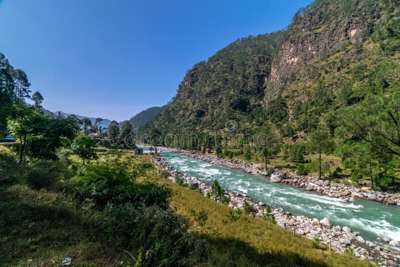 The Himalayan River stock photo. Image of rural, blue - 129464182
