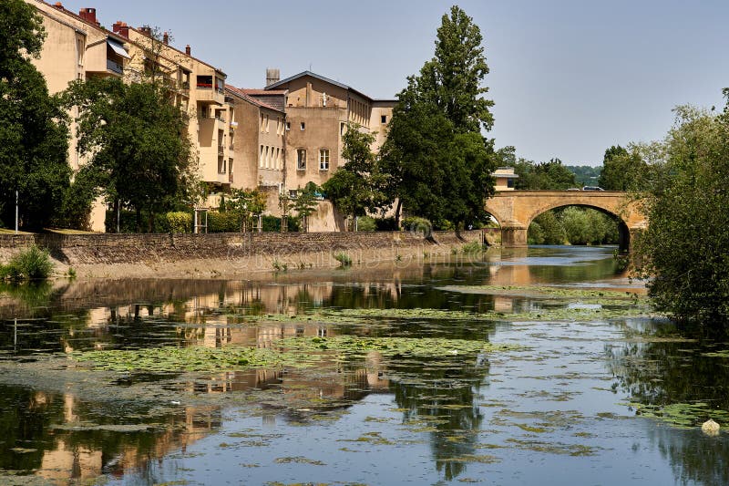River Scene in Metz France, Mosel River Stock Photo - Image of ...