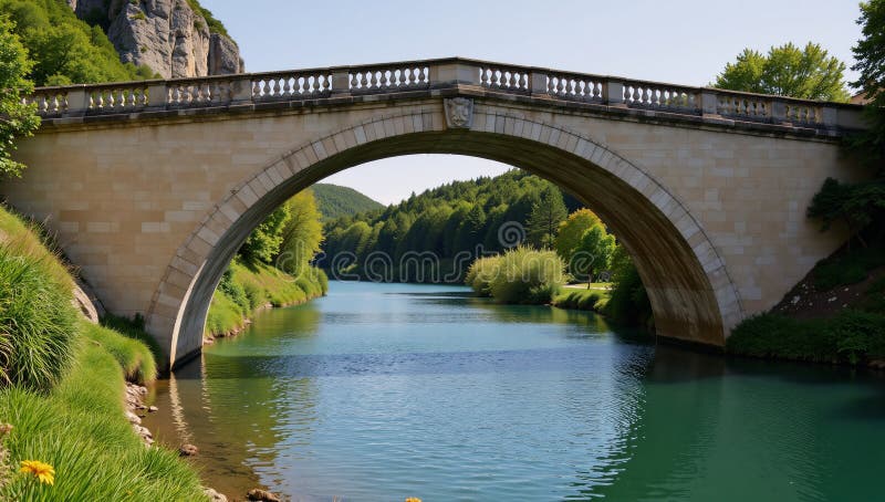 River Scenes with Various Perspectives from a Bridge Stock Illustration ...