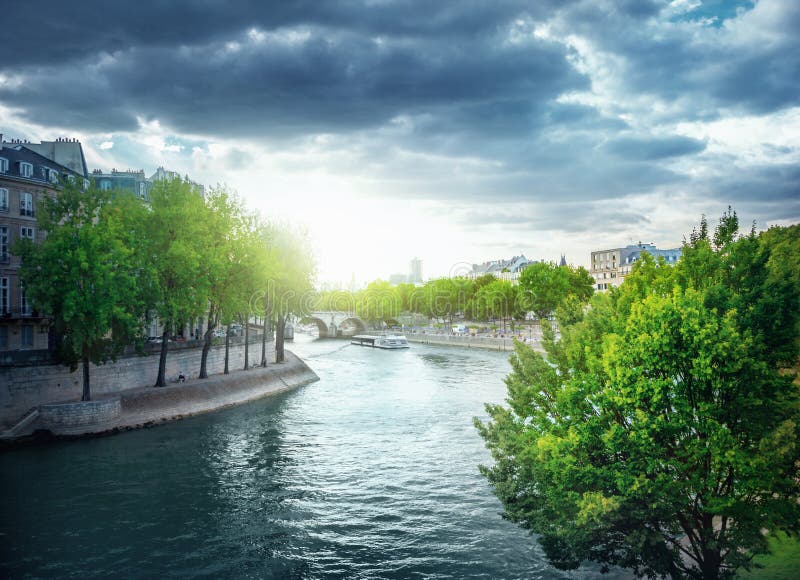 River Seine stock image. Image of france, scene, palace - 91129719