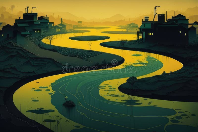 River of Sewage, Contaminated by Industrial Runoff AI Generation Stock ...