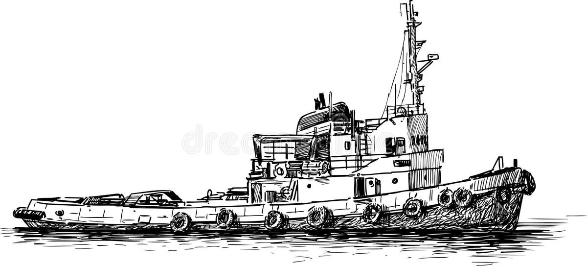 Tugboat Drawing Stock Illustrations – 115 Tugboat Drawing Stock ...
