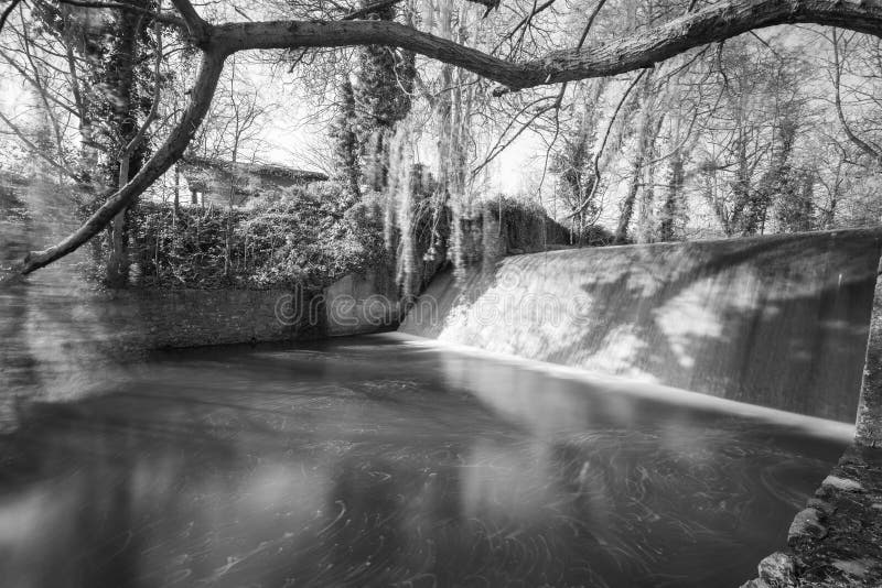 River Sid waterfall stock photo. Image of monochrome - 246891104